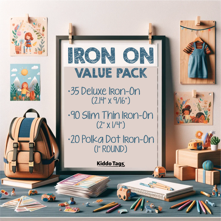 Iron On Value Pack – Durable & Washable Clothing Labels – Kiddo Tags